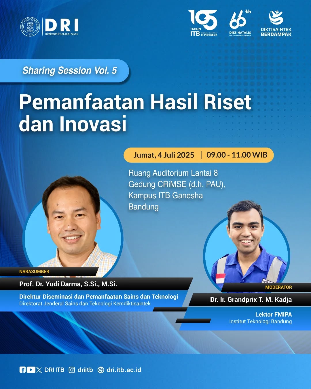 Sharing Session Vlo. 5: Pemanfaatan Hasil Riset dan Inovasi - Institut Teknologi Bandung